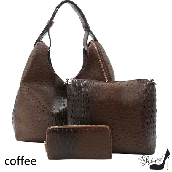 My Bag Lady Online | Bags | Ostrich Alligator Hobo Crossbody Wallet Set ...